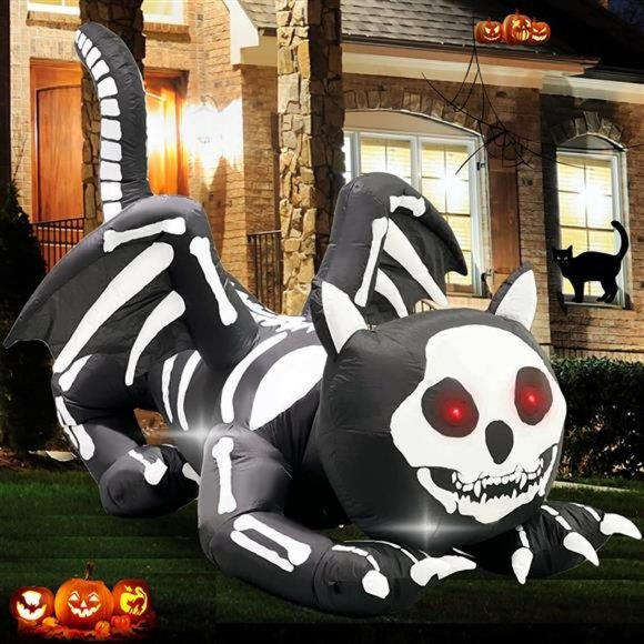 Holiday | Halloween Inflatables Cat Outdoor Decorations Blow Up 55ft ...